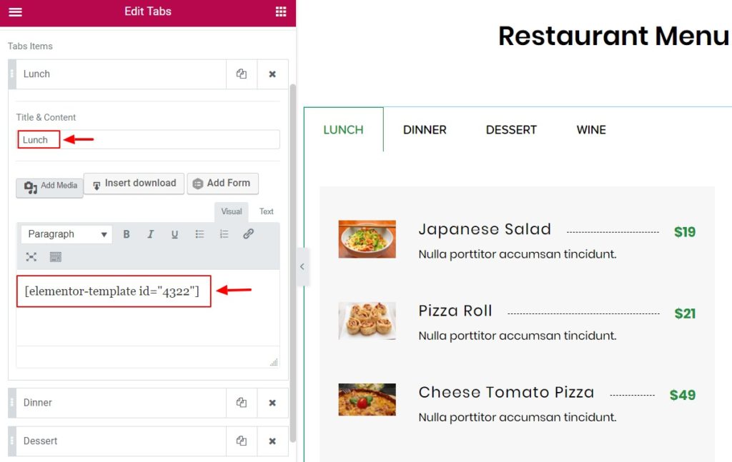 Design Food & Drinks Menu for Restaurant/Cafe Websites with Elementor