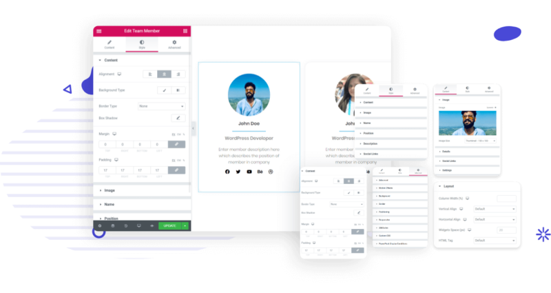 Elementor Team Member Widget - PowerPack Addons for Elementor