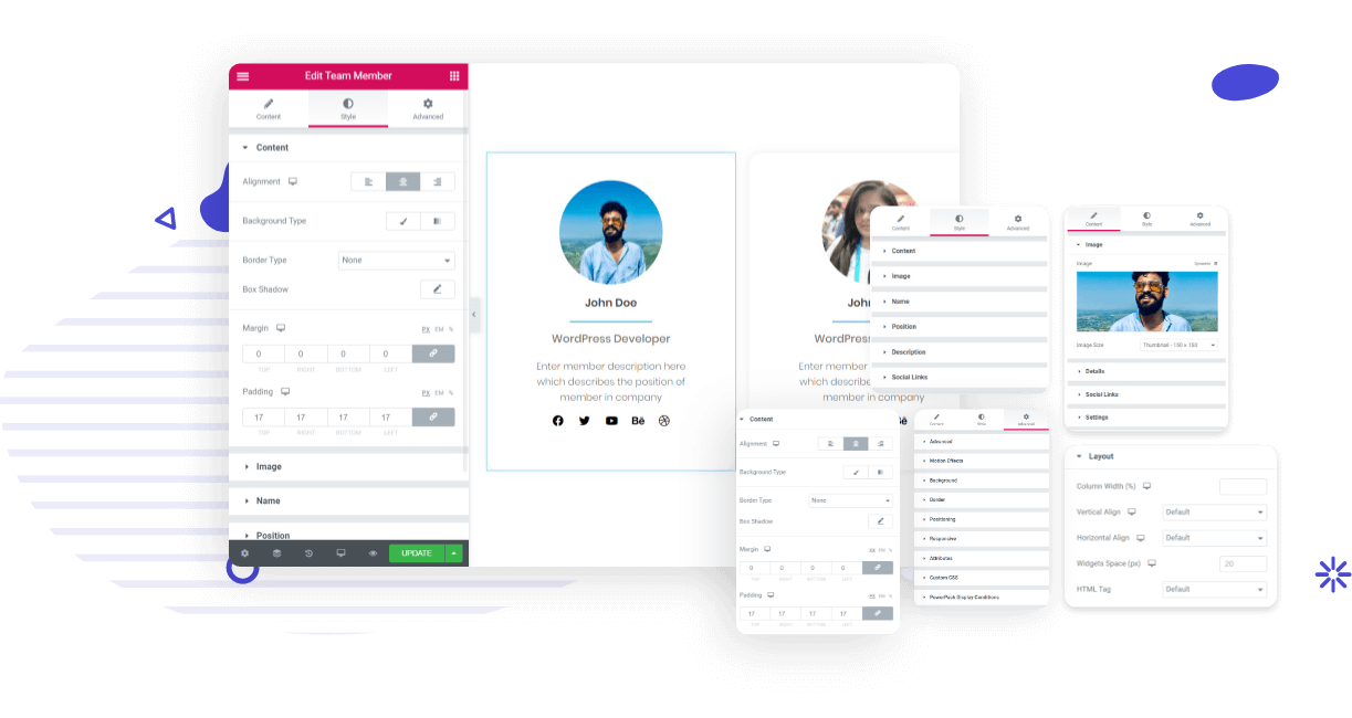 Elementor Team Member Widget - PowerPack Addons for Elementor