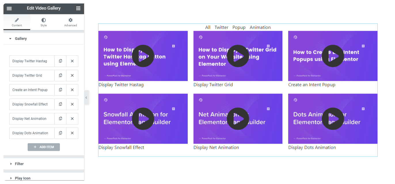 Create a Video Gallery Section with Elementor - PowerPack Addons for Elementor