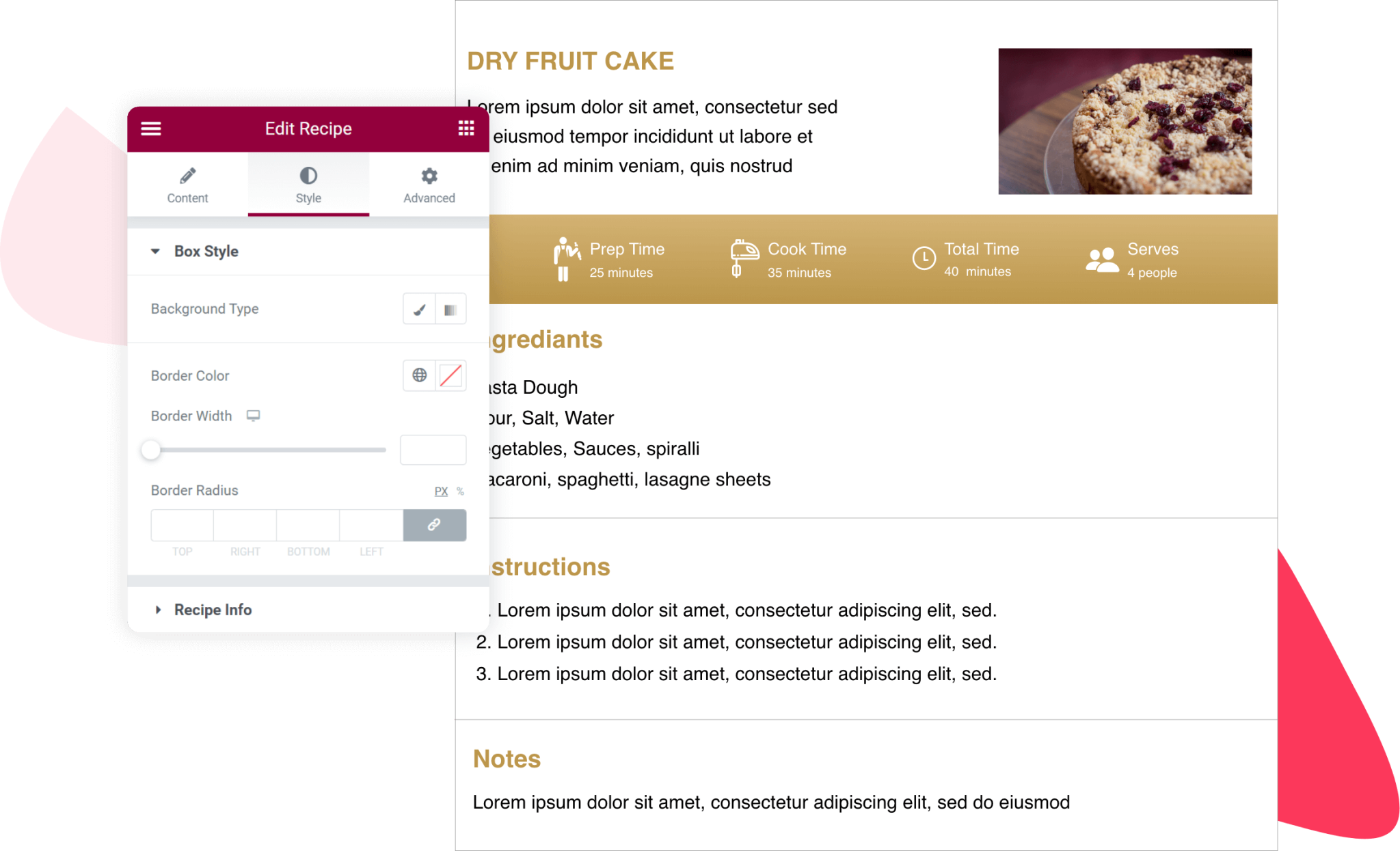 Elementor Recipe Widget - PowerPack Addons for Elementor