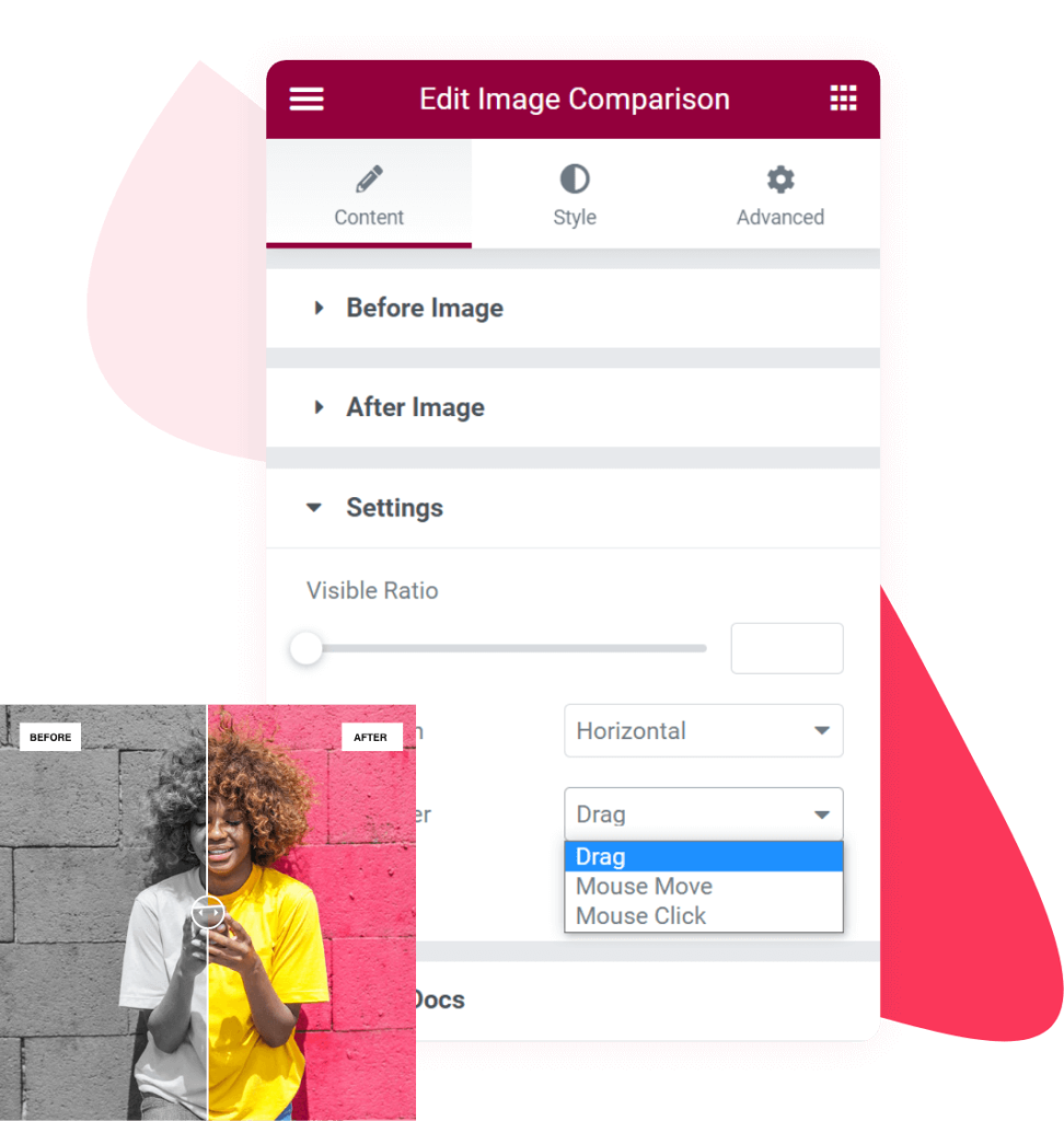 Elementor Image Comparison Widget - PowerPack Addons for Elementor
