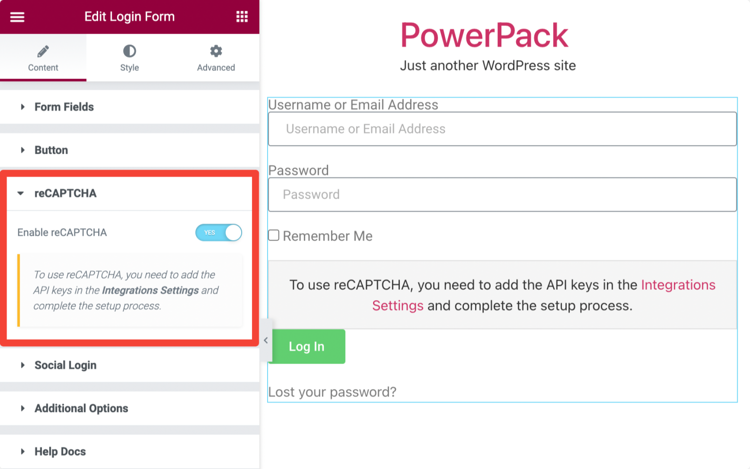 Add reCAPTCHA in Login Form Using Elementor