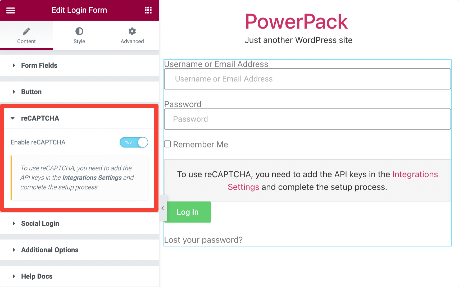 Add reCAPTCHA in Login Form Using Elementor