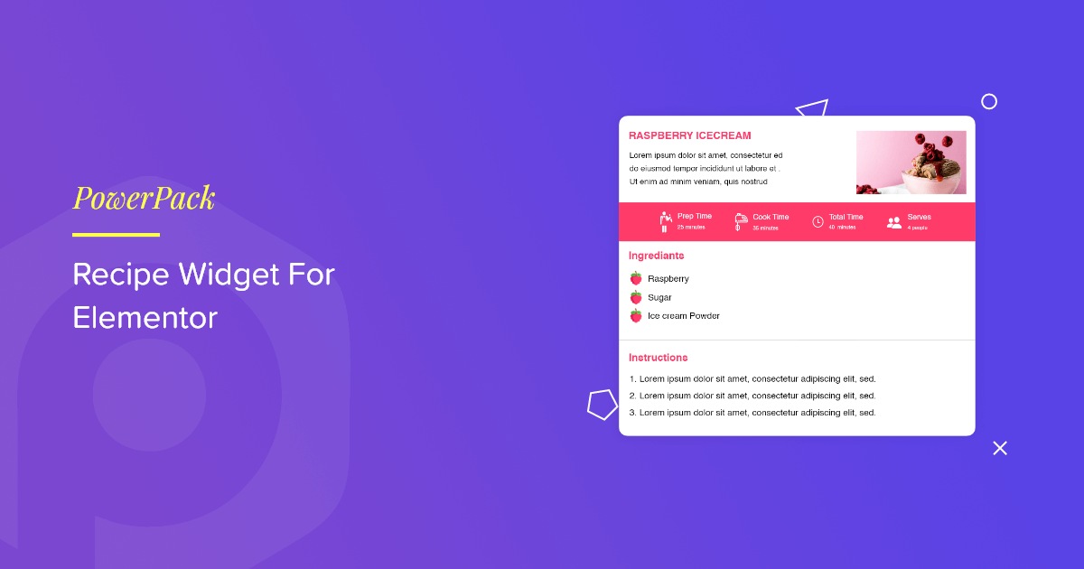 Elementor Recipe Widget - PowerPack Addons for Elementor